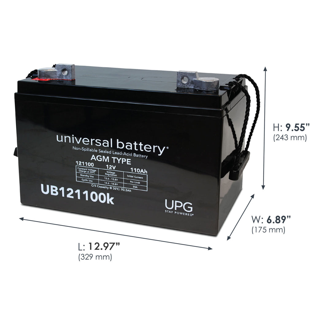 Universal UB121100 12V 110AH Deep Cycle Sealed AGM Battery Flag Termin ...